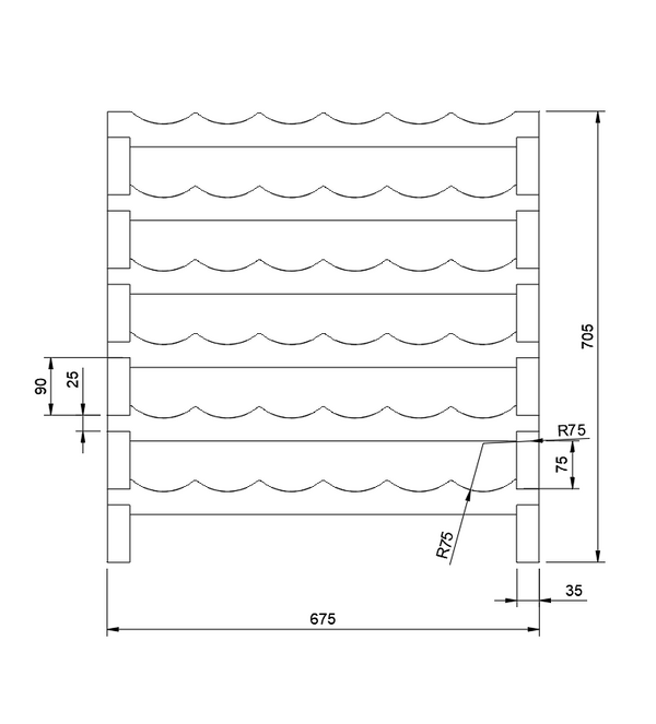 18 Bottle Modular Wine Rack Kit (6 Bottles Wide X 3 Bottles High ...